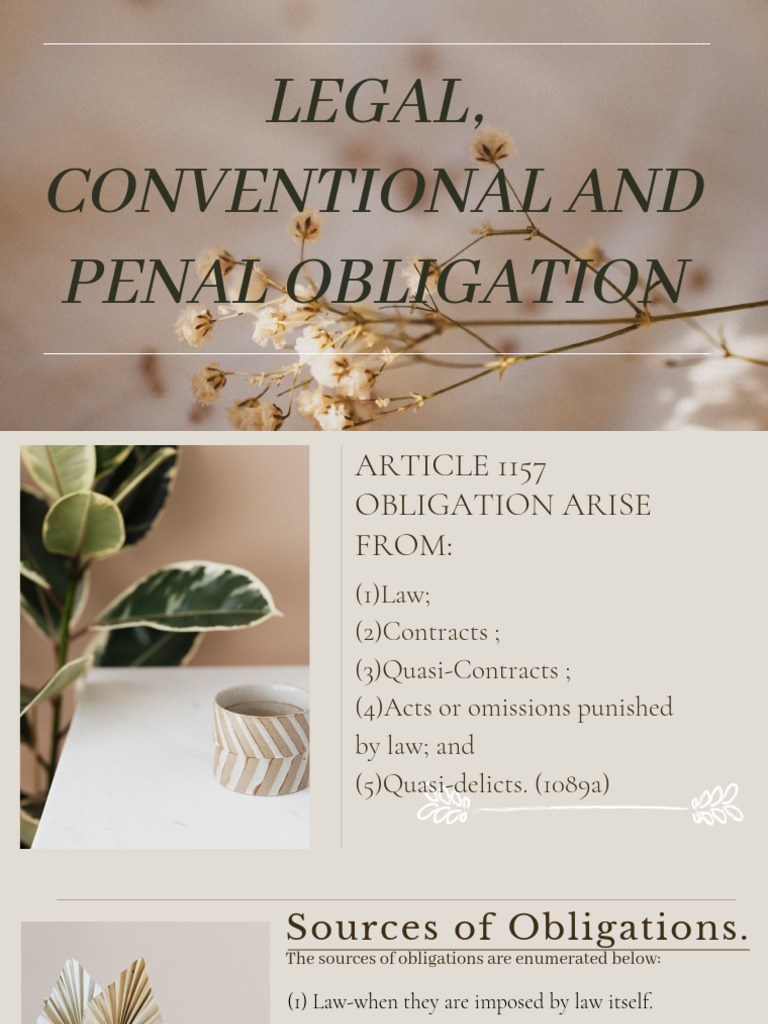 Legal, Conventional and Penal Obligation | PDF | Law Of Obligations ...