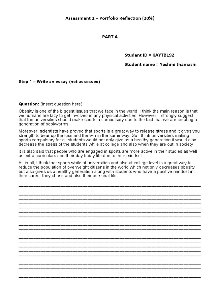 Portfolio Reflection Template | PDF | Essays | Grammar