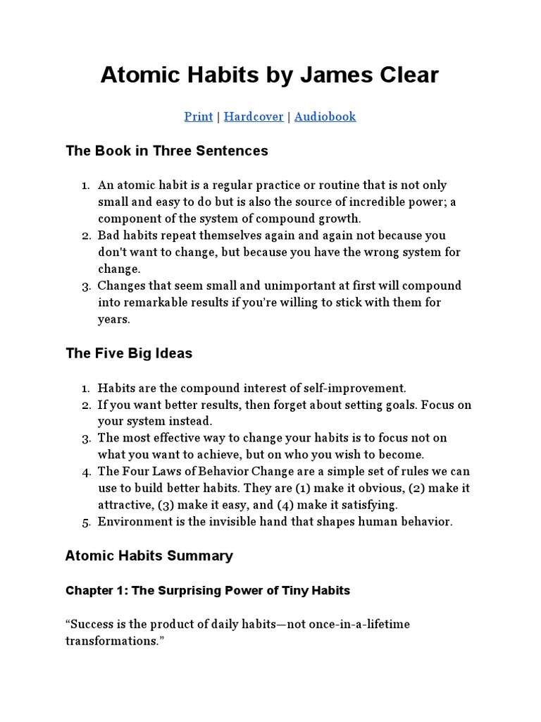 Atomic Habits by James Clear PDF Guide | PDF | Habits | Behavior
