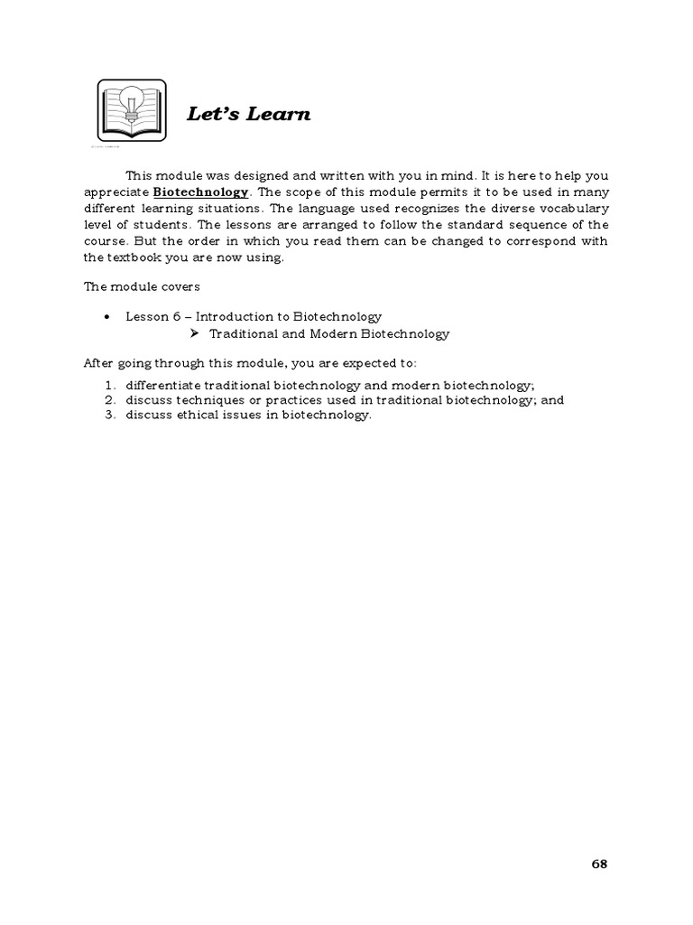 1st Quarter BIOTECHNOLOGY Module 3 Lesson 6 | PDF | Biotechnology ...
