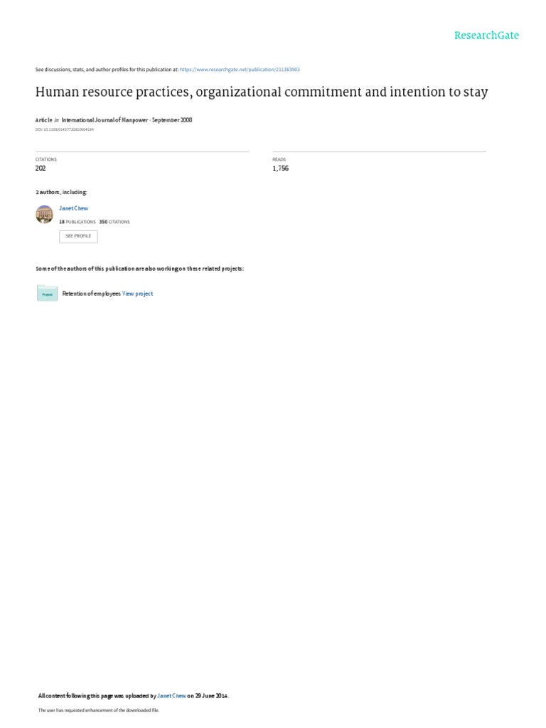 Human Resource Practices, Organizational Commitment and Intention To ...