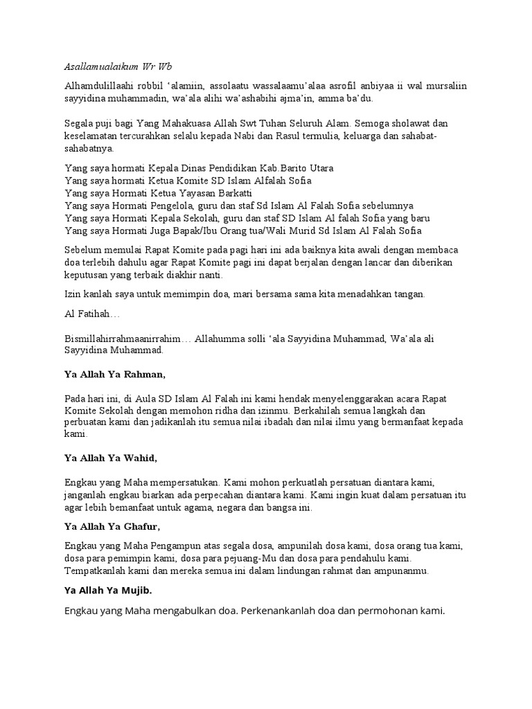 Doa Rapat Sekolah | PDF