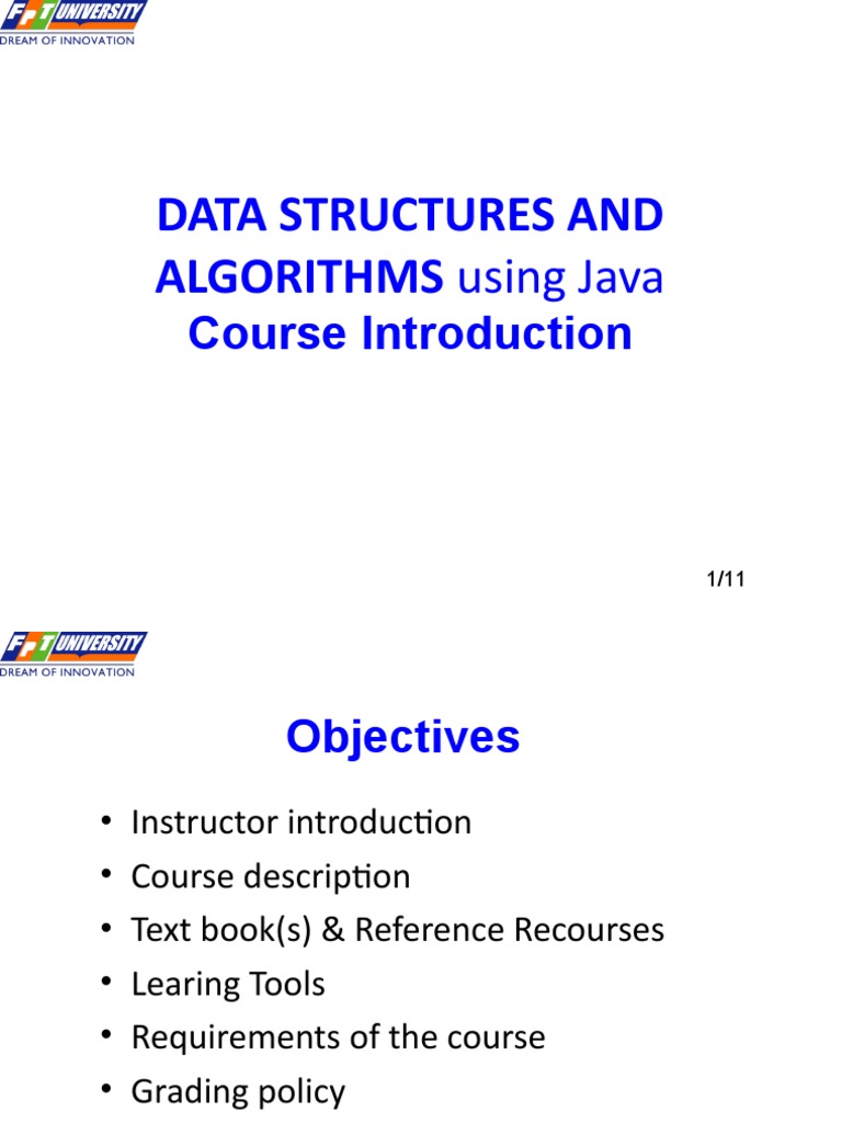 Data Structures and ALGORITHMS Using Java: Course Introduction | PDF ...