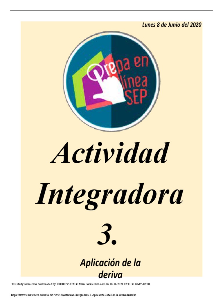Actividad Integradora 3. Aplicaci N La Derivada | PDF