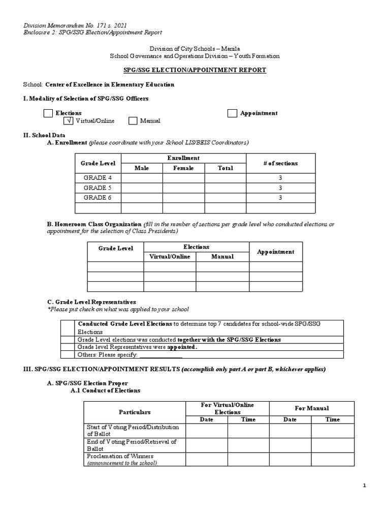 Division Memorandum No. 171 S. 2021 Enclosure 2: SPG/SSG Election ...