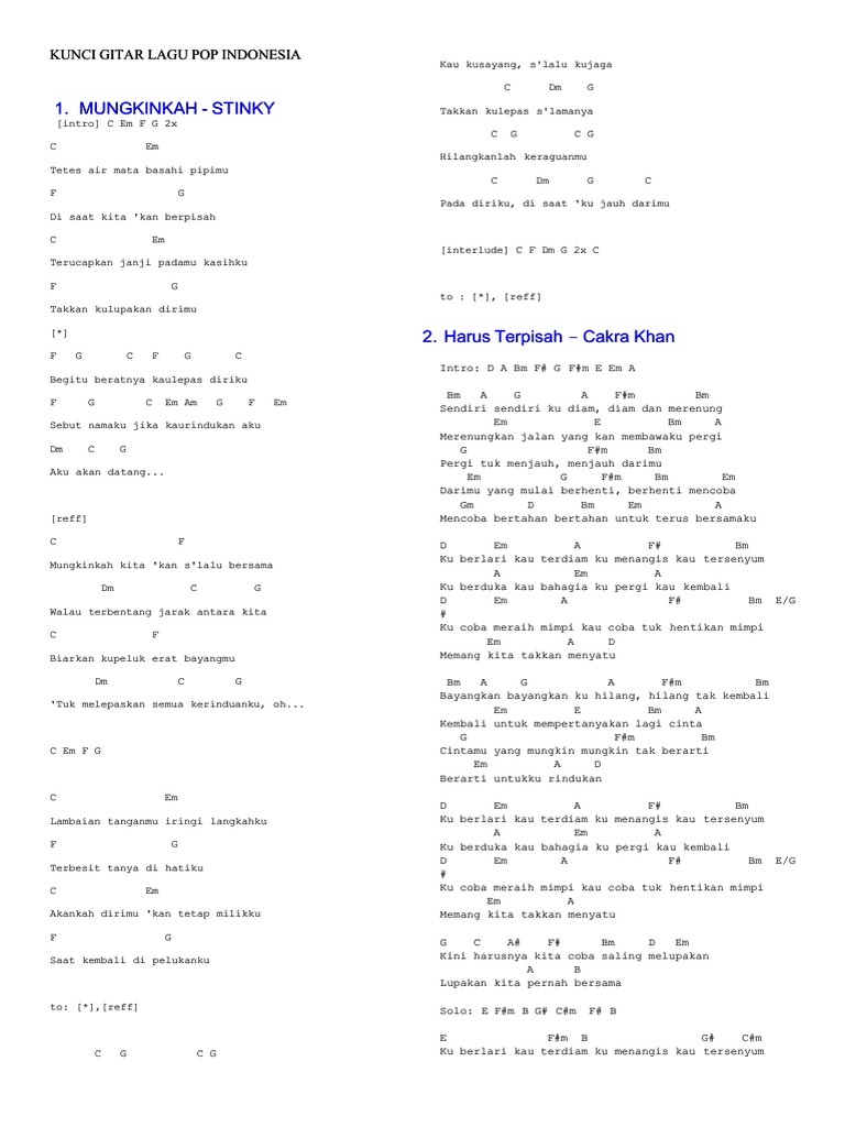 Tips Kunci Gitar Lagu Pop Indonesia | PDF