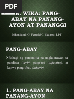 Pang-Abay (Pananggi at Panang-Ayon) | PDF