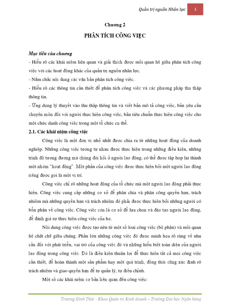 CHƯƠNG 2 - Phan Tich Cong Viec | PDF