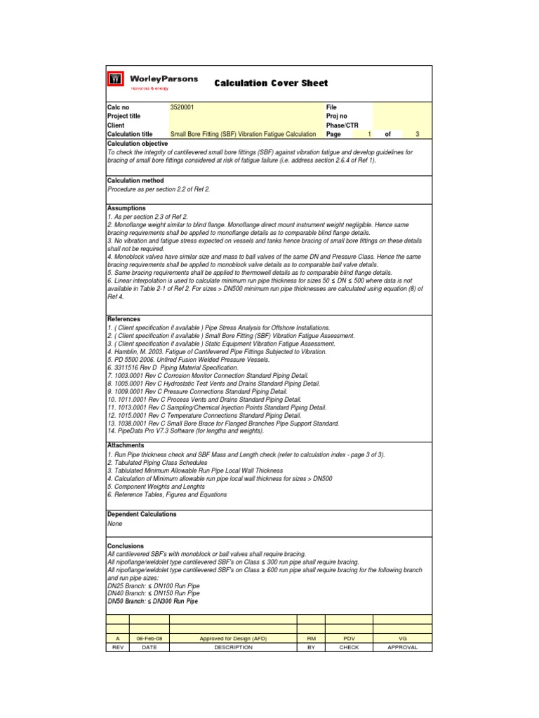 Calculation Cover Sheet: File Calc No Project Title Client Proj No ...