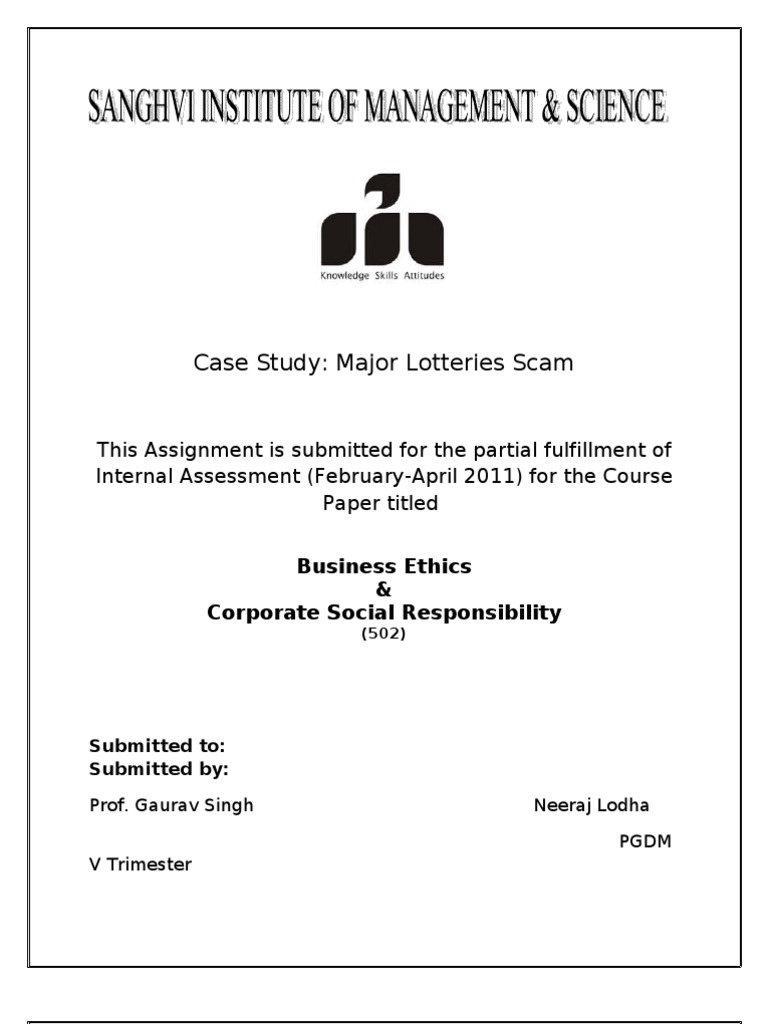 Case Study: Major Lotteries Scam | PDF | Lottery