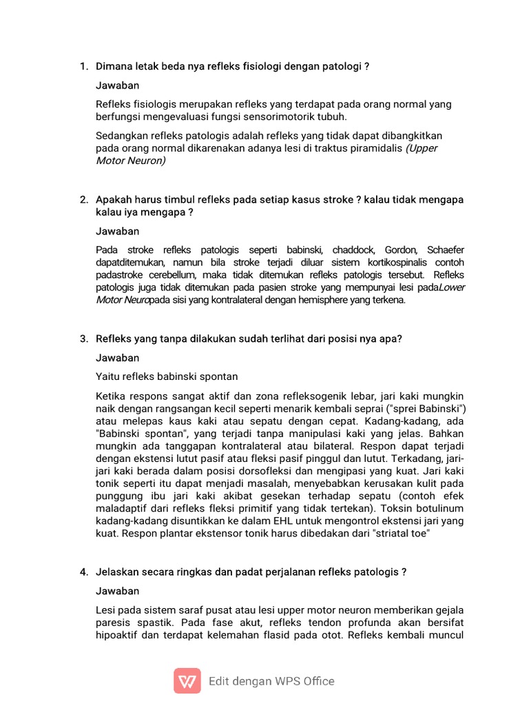 Refleks Fisiologi vs Patologi | PDF