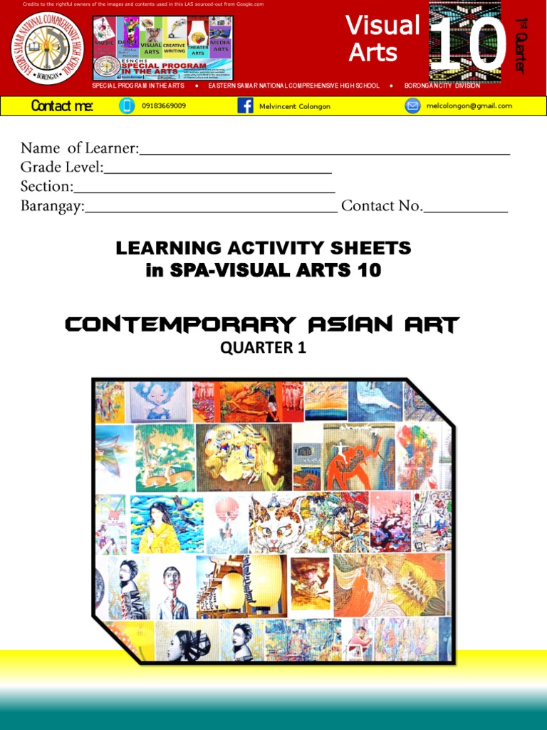 Contemporary Asian Art: Learning Activity Sheets in Spa-Visual Arts 10 ...