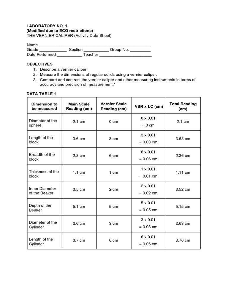 Physics 1 Lab Activity | PDF | Metrology | Significant Figures