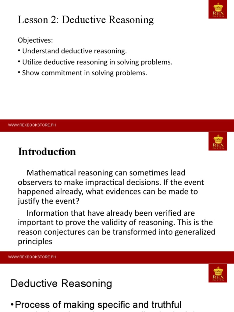 Lesson-2 Deductive Reasoning | PDF | Reason | Equations