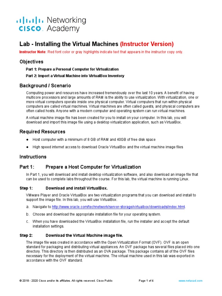 1.1.5 Lab - Installing The Virtual Machines | Download Free PDF | Virtual Machine | Virtualization