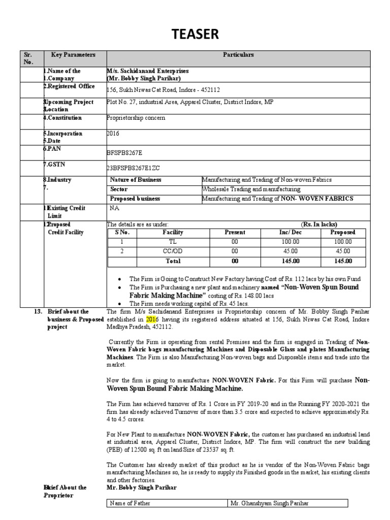 Teaser: Non-Woven Spun Bound Fabric Making Machine" | PDF | Nonwoven ...