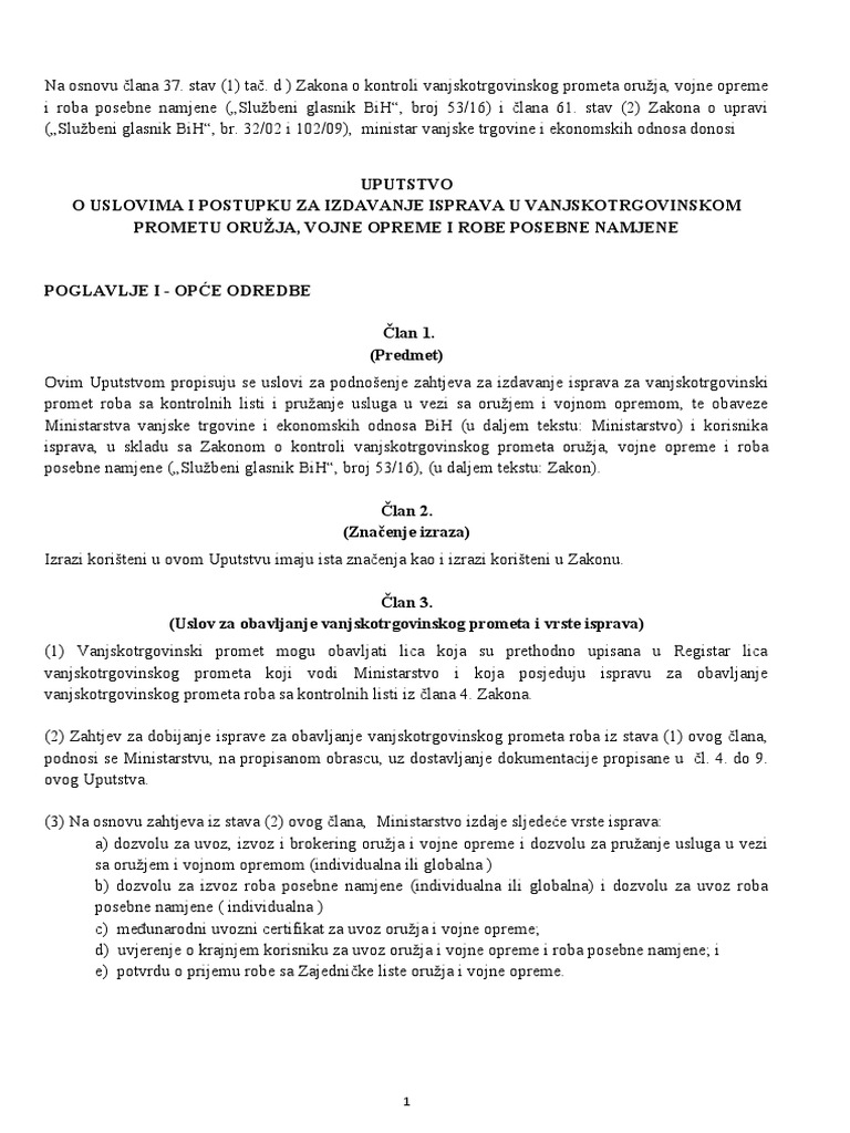 B Uputstvo o Uslovima I Postupku Za Izdavanje Isprava - Bosanski | PDF
