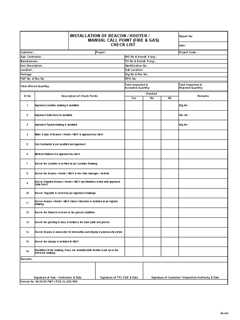 Installation of Beacon - Hooter - Manual Call Point (Fire & Gas) Check ...