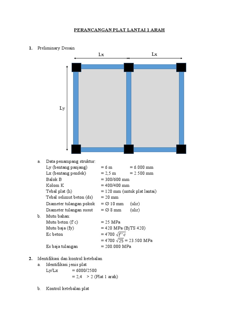 Perancangan Plat Lantai 1 Arah | PDF