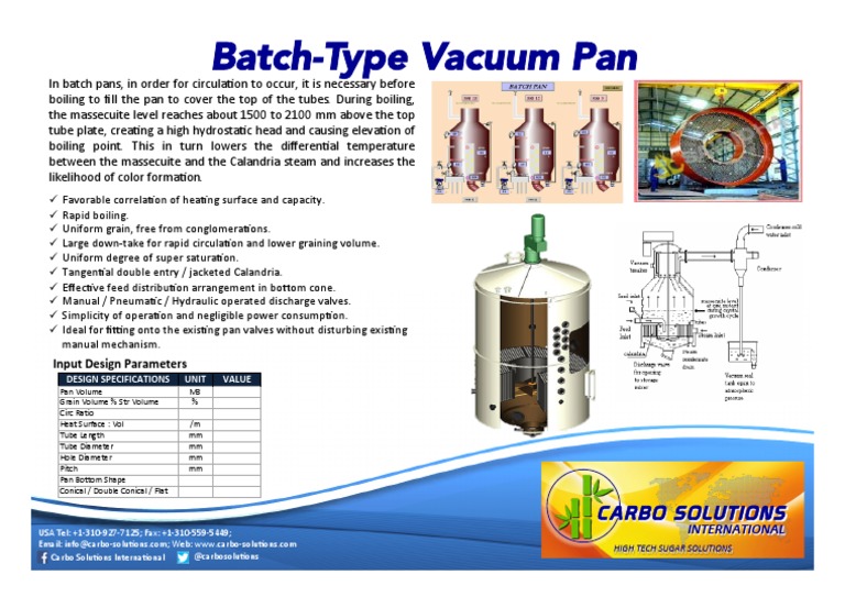Batch-Type Vacuum Pan: Carbo Solutions | PDF