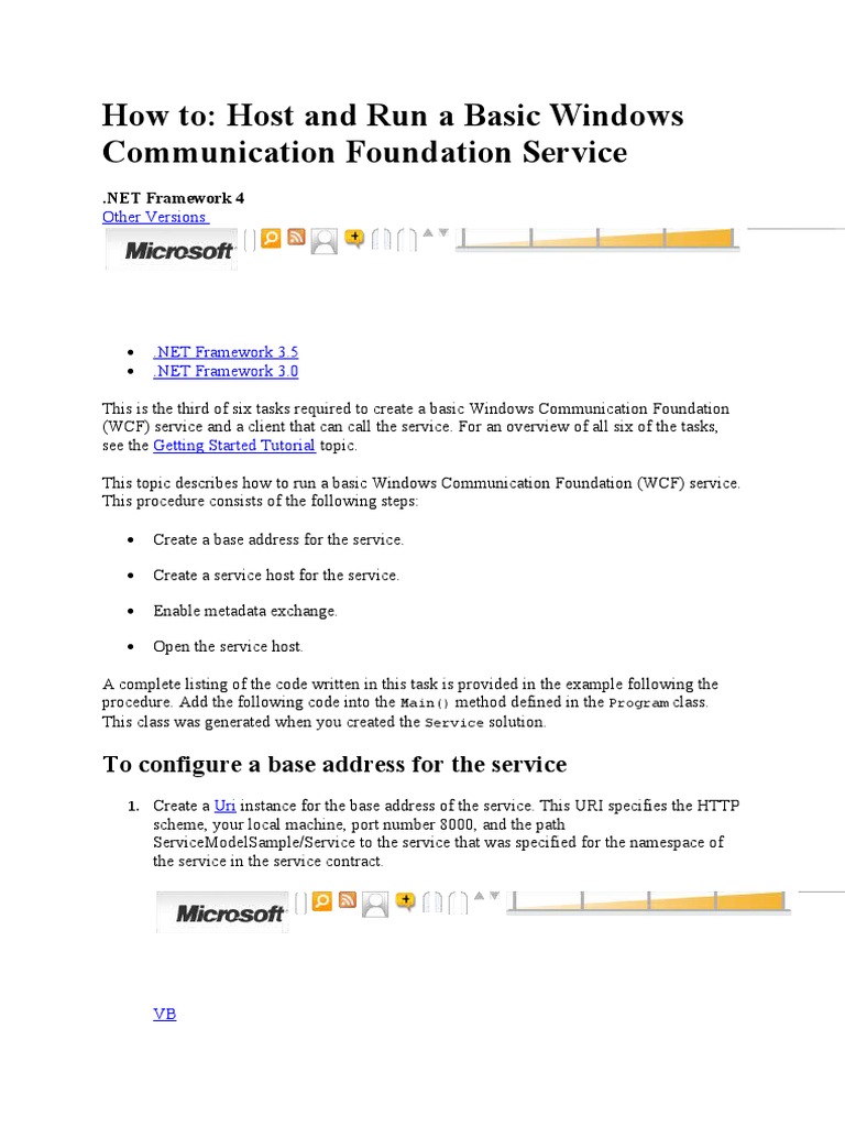 Hosting a Basic WCF Service Guide | PDF | Windows Communication ...