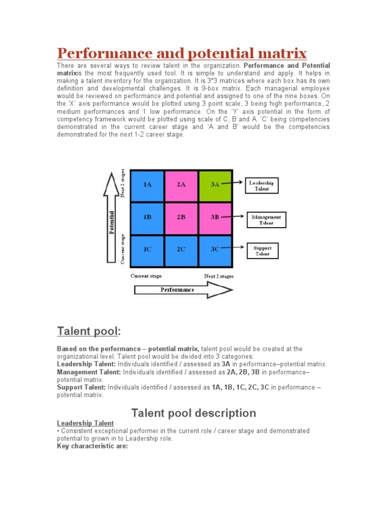 Performance and Potential Matrix | PDF | Matrix (Mathematics) | Leadership