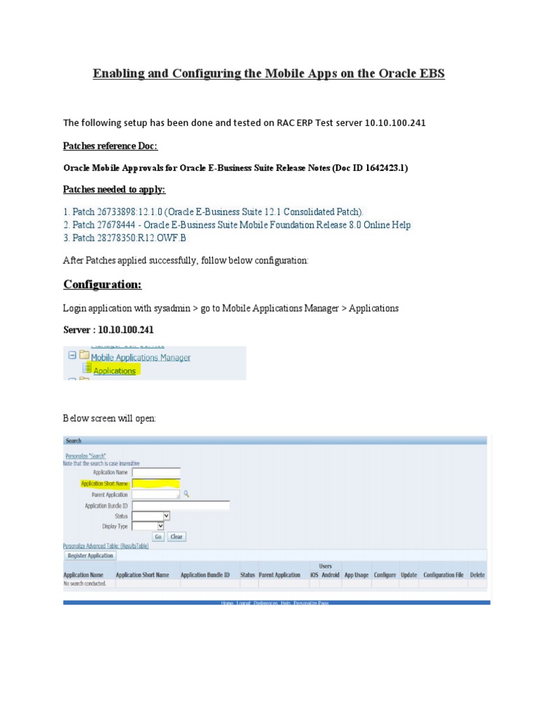 Enabling The Mobile Apps On The Oracle EBS | PDF