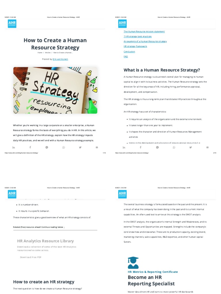 How To Create A Human Resource Strategy - AIHR | PDF | Human Resource ...