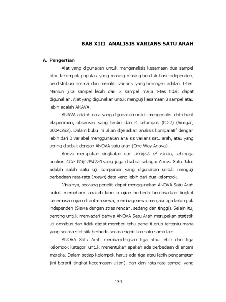 Bab Xiii Analisis Varians Satu Arah | PDF