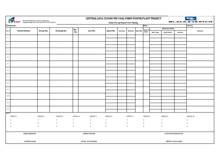 Daily Piping Fit-up Report - Power Plant | PDF | Mechanical Engineering ...