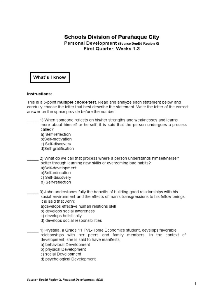 PERDEV_G11_Q1_WK1-3 | PDF | Adolescence | Friendship