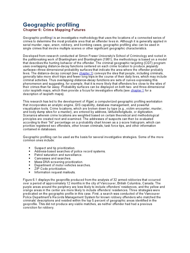 Geographic Profiling: Chapter 6: Crime Mapping Futures | PDF | Forensic ...