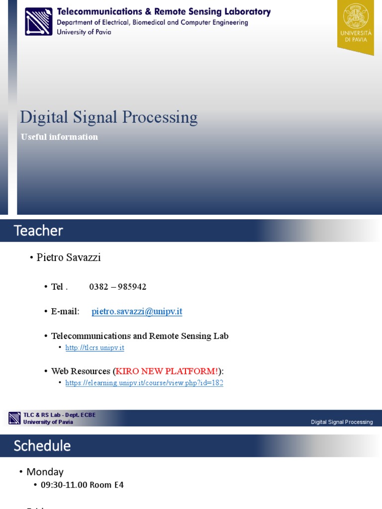 Digital Signal Processing: Useful Information | PDF | Signal Processing | Digital Signal Processing
