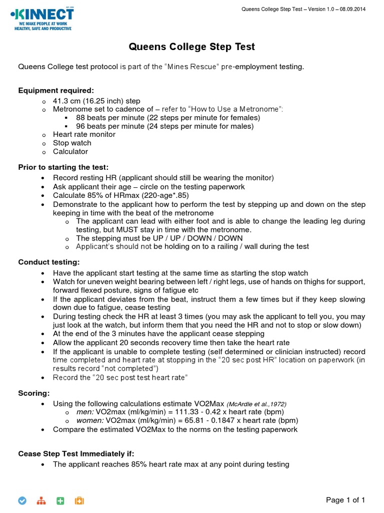 Queens College Step Test | PDF | Heart Rate | Clinical Medicine