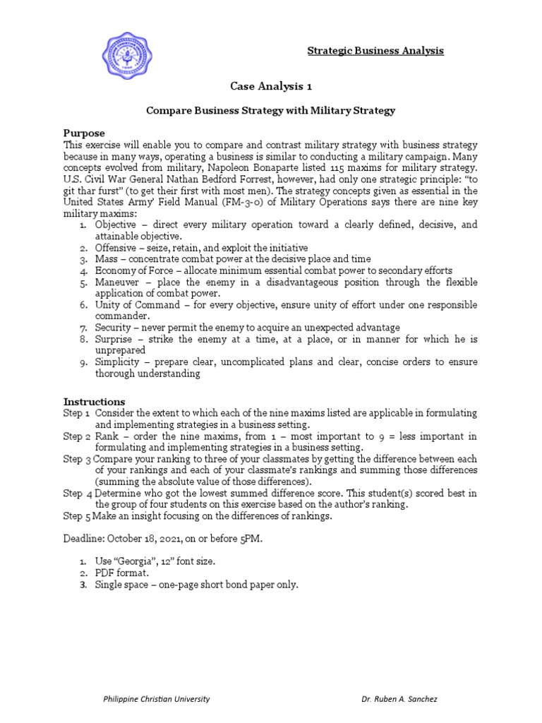 Case Analysis 1 | PDF | Military Strategy | Strategic Management