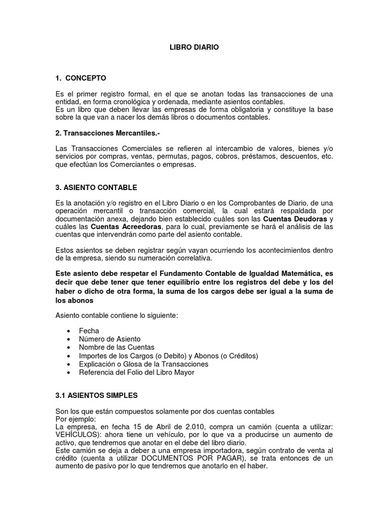 Guía del Libro Diario Contable | PDF | Contabilidad | Economias