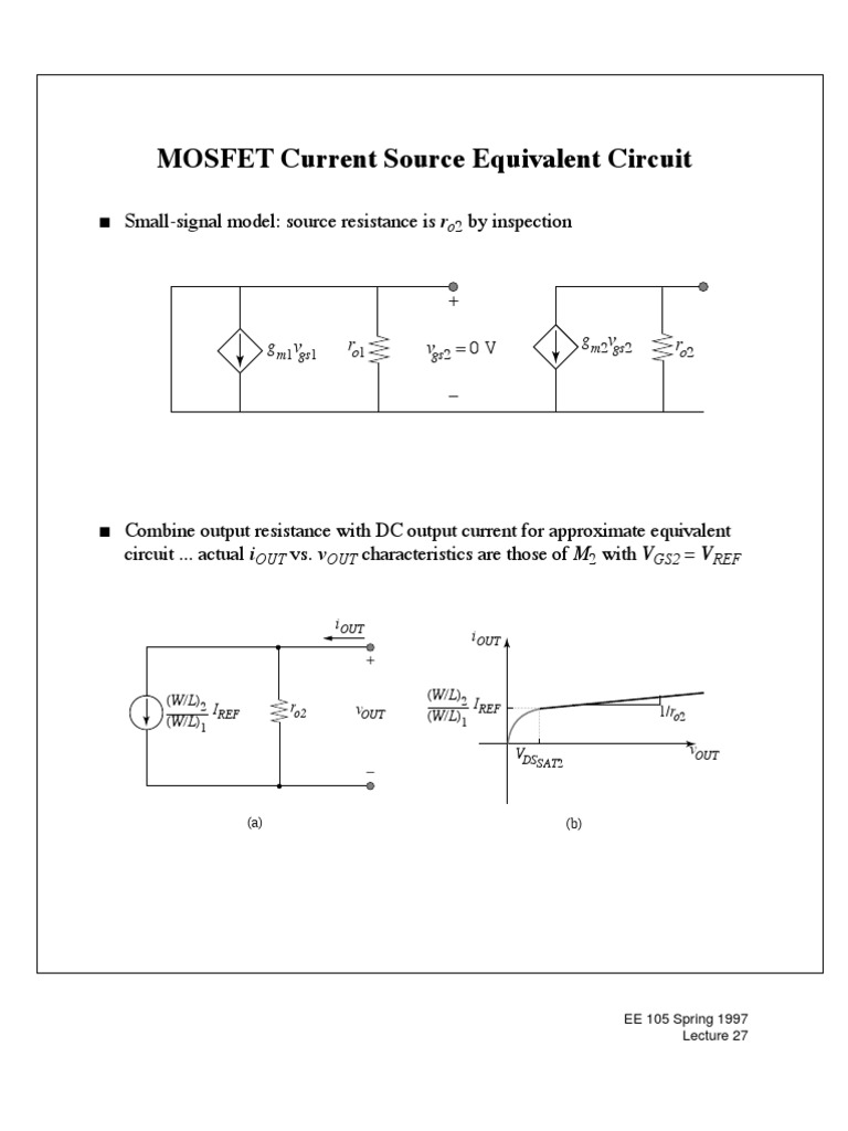 MOSFET Current Source Equivalent Circuit: Small-Signal Model: Source ...