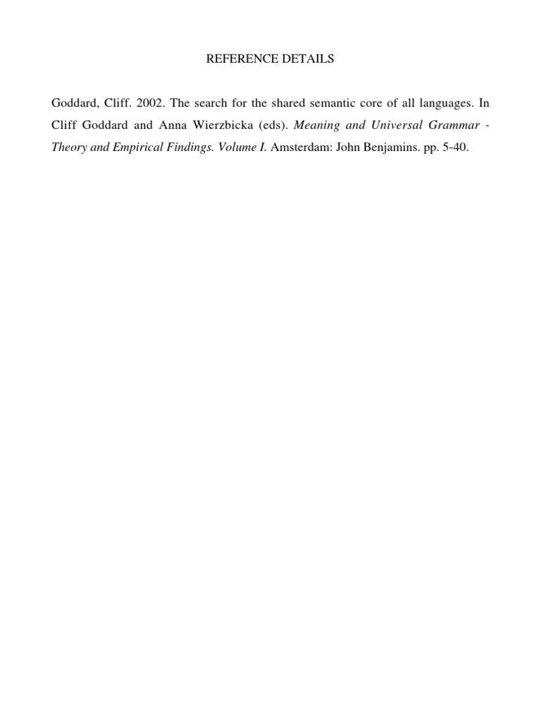 0000the Search For The Shared Semantic Core Of All Languages Goddard Ch1 2002 Pdf