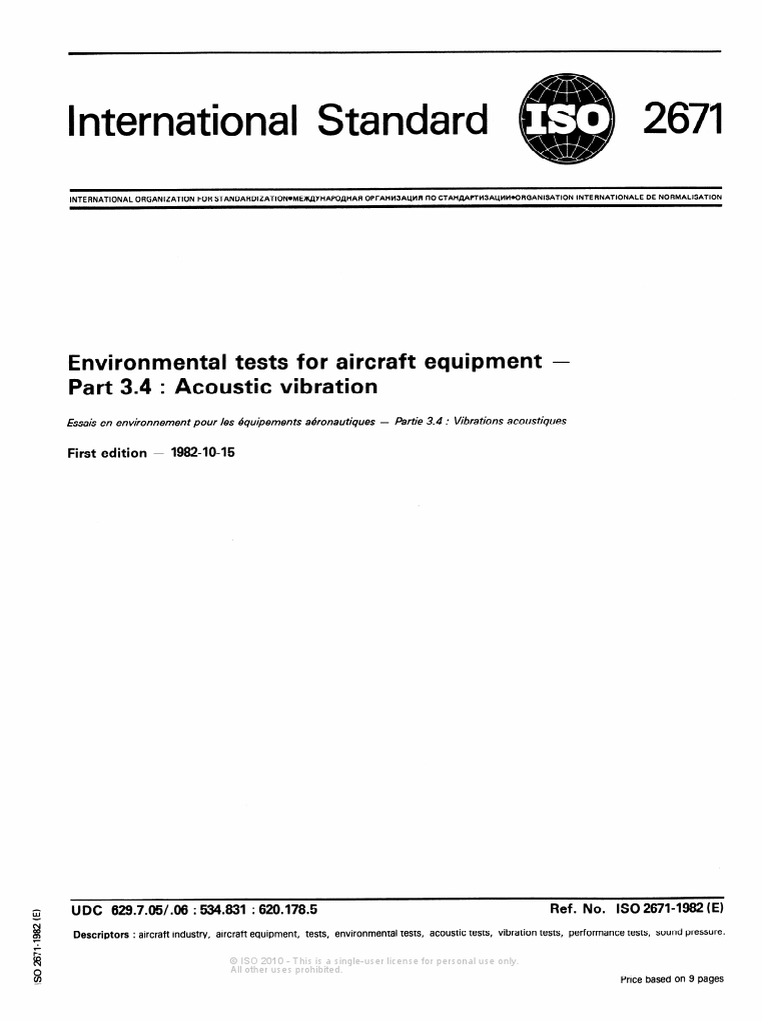 International Standard 2671: Environmental Tests For Aircraft Equipment ...