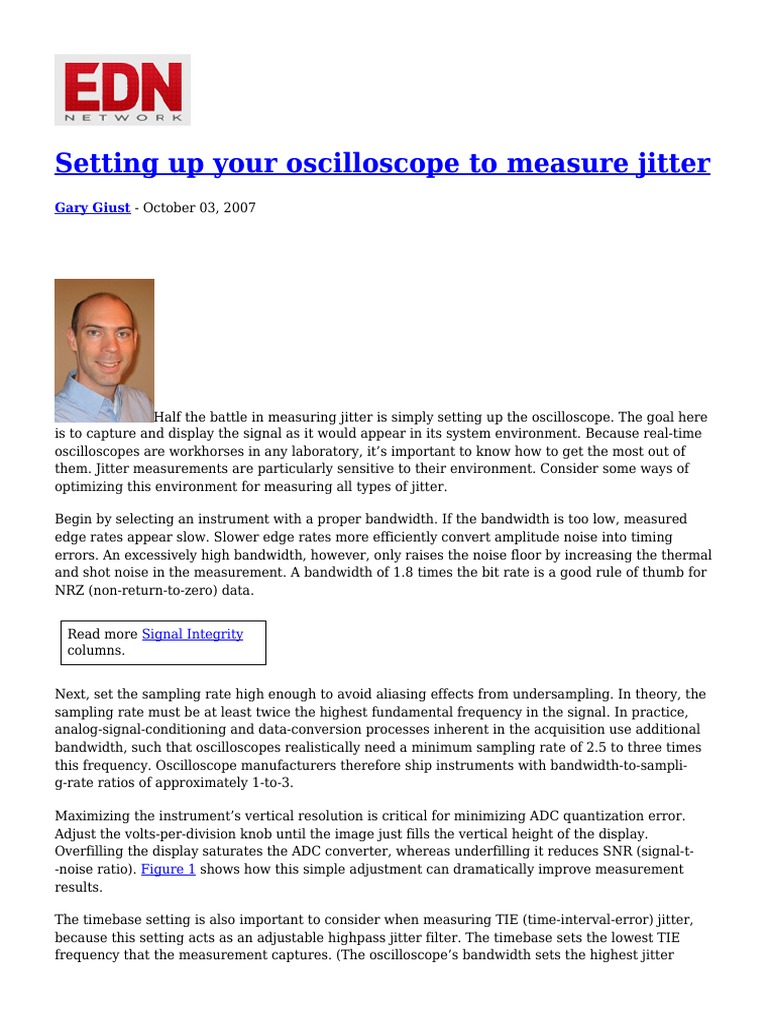 Setting Up Your Oscilloscope To Measure Jitter: Gary Giust | PDF ...