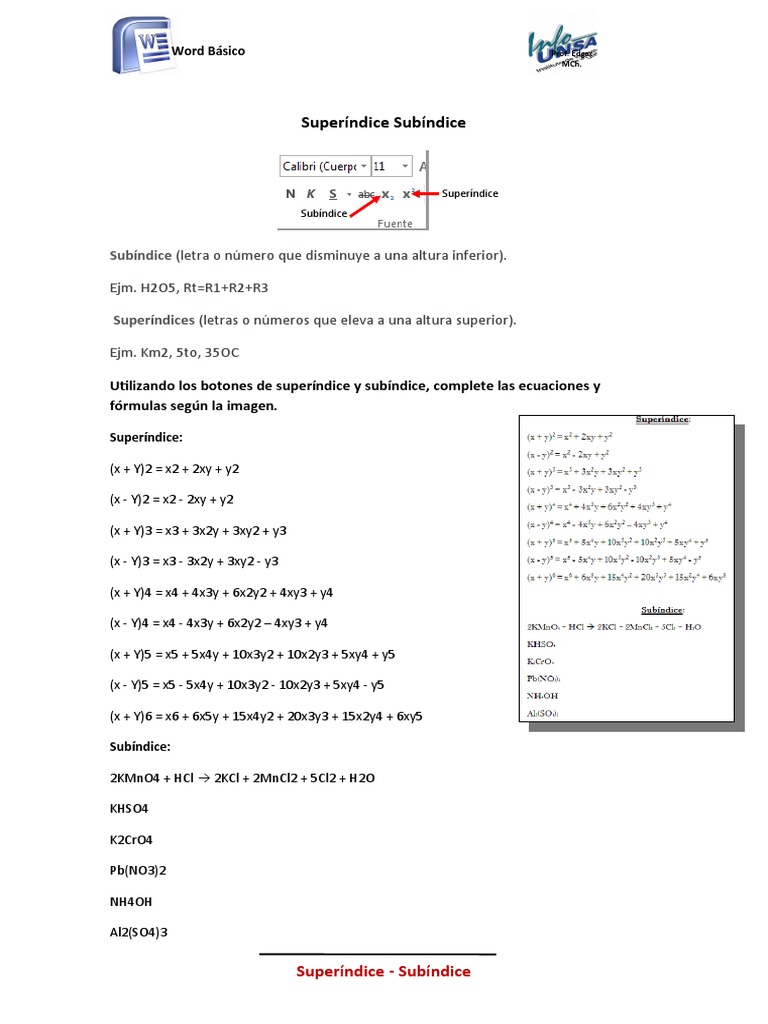 Superíndice - Subíndice | PDF