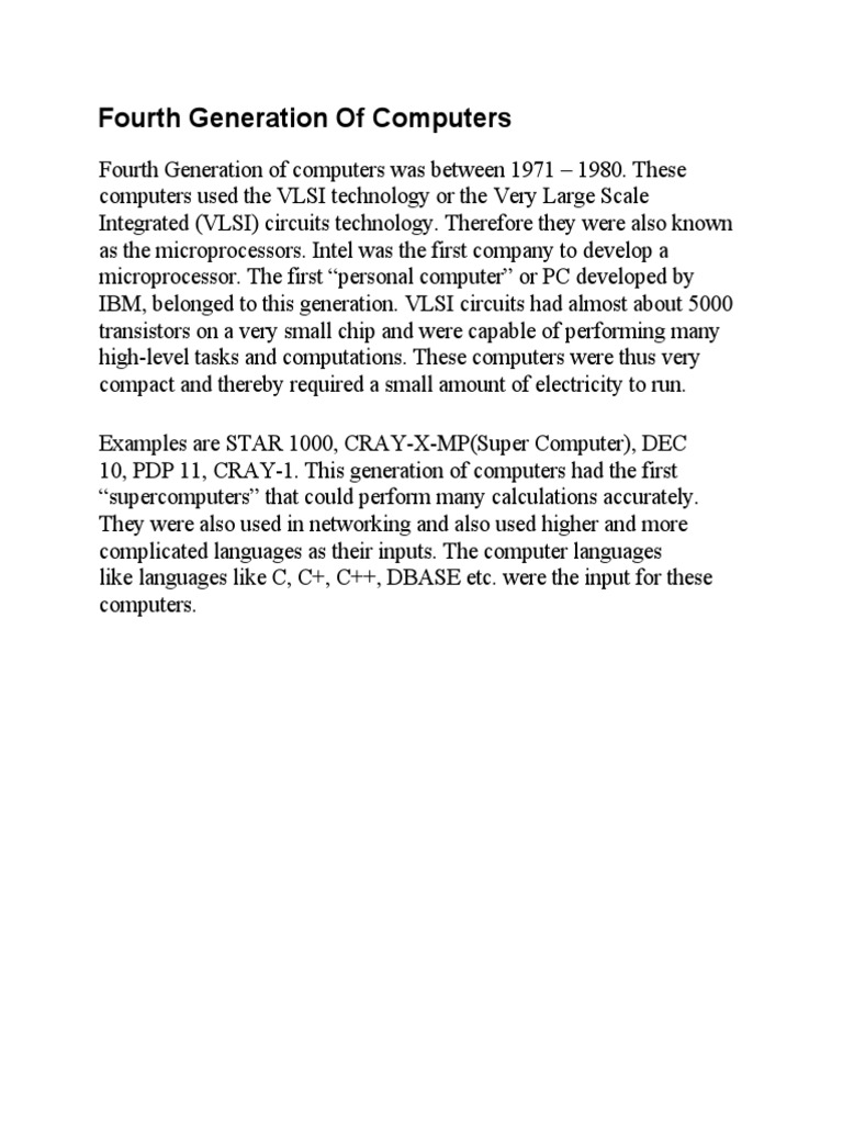 Fourth Generation of Computers | PDF | Technology & Engineering