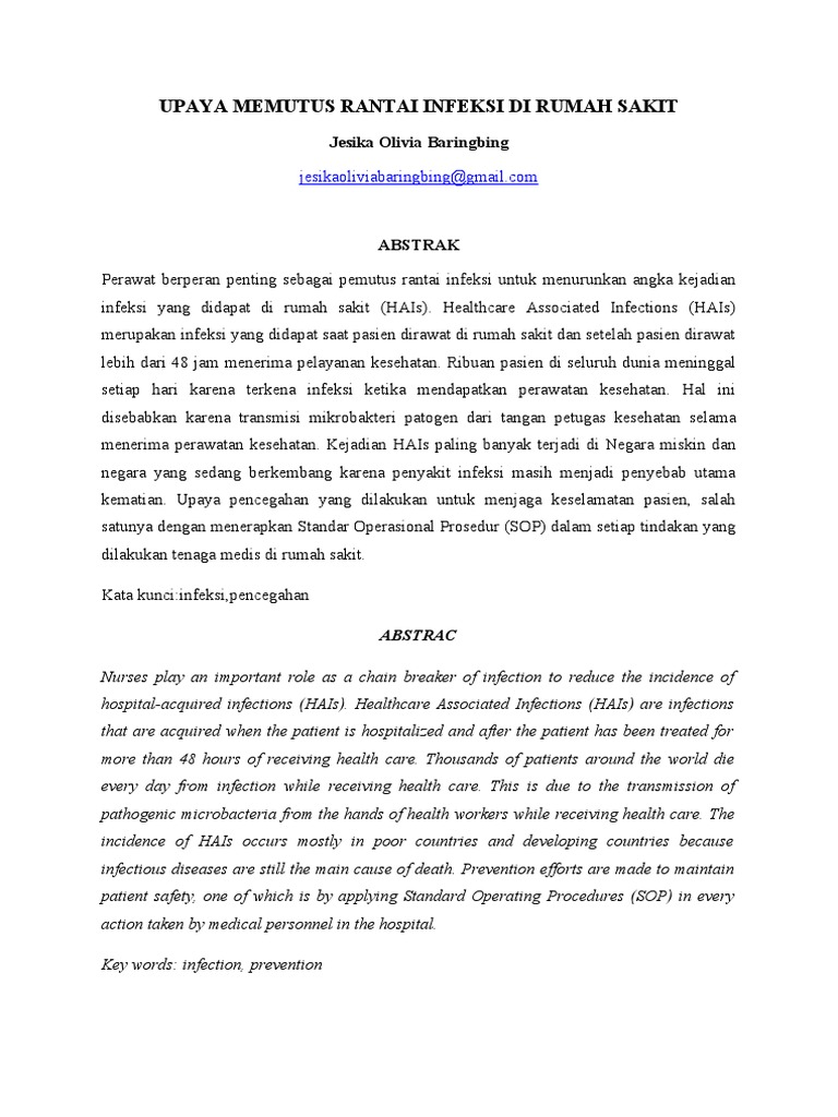 Upaya Memutus Rantai Infeksi Di Rumah Sakit | PDF | Sains & Matematika