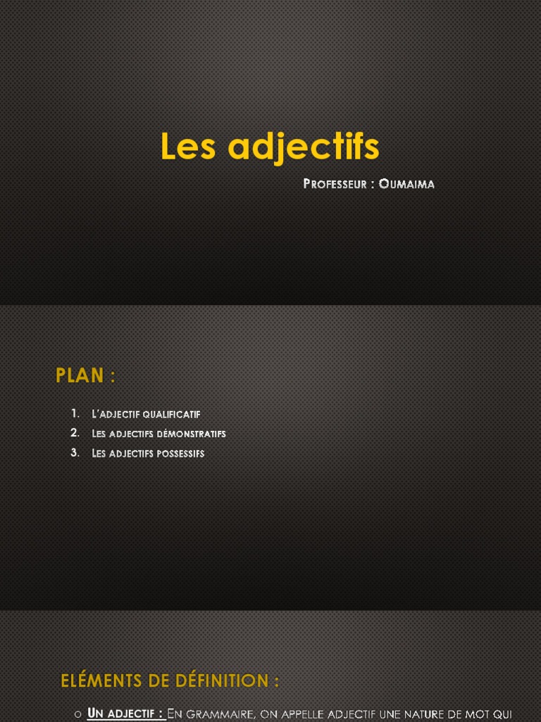 Les Adjectifs | PDF | Arts du langage et discipline | Études des langues étrangères