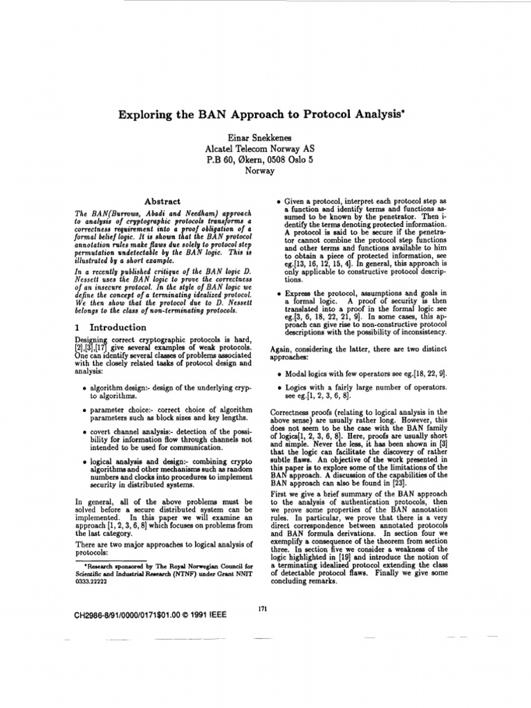 Exploring The Ban Approach To Protocol Analysis | PDF | Theorem ...