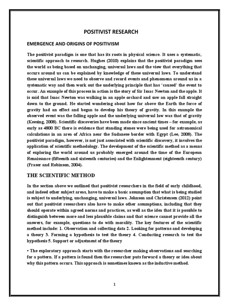 Positivist Research: Emergence and Origins of Positivism | PDF ...