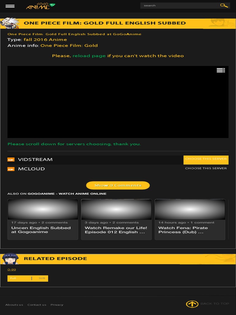 Watch One Piece Film Gold Full English Subbed at Gogoanime | PDF