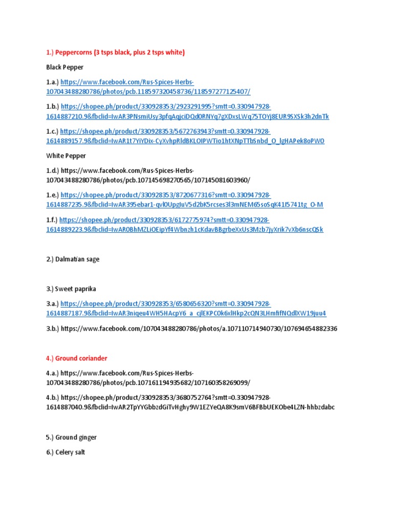 Black Pepper, White Pepper & 7 Spices | PDF