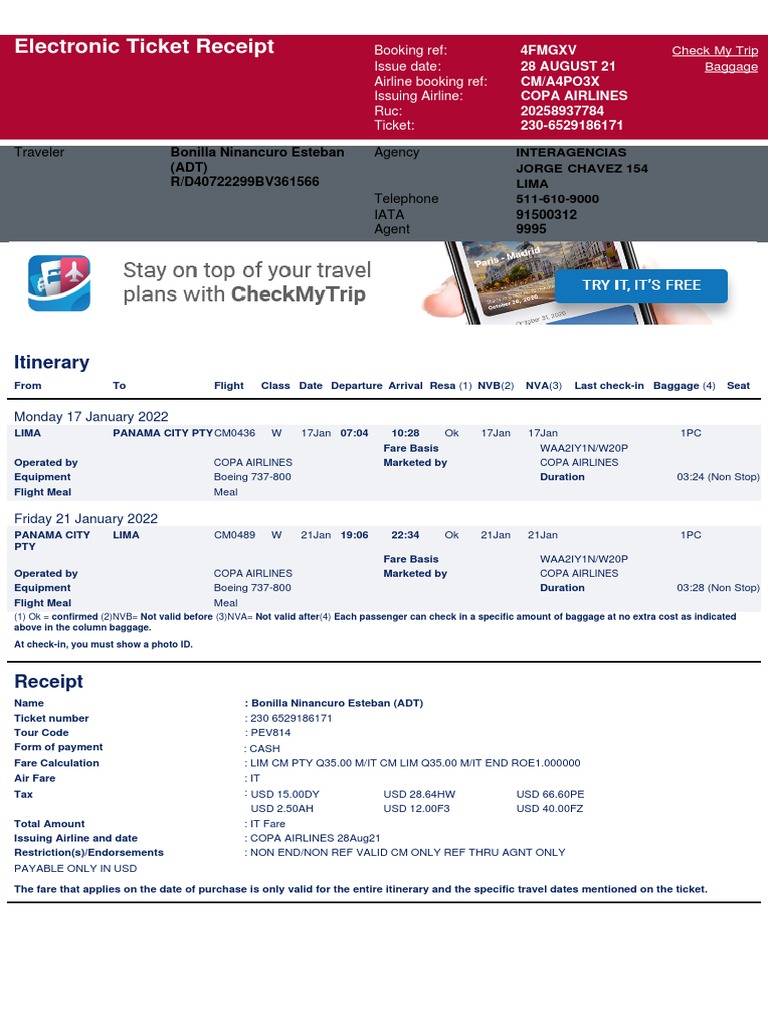 Your Electronic Ticket Receipt | PDF | Airlines | Transport