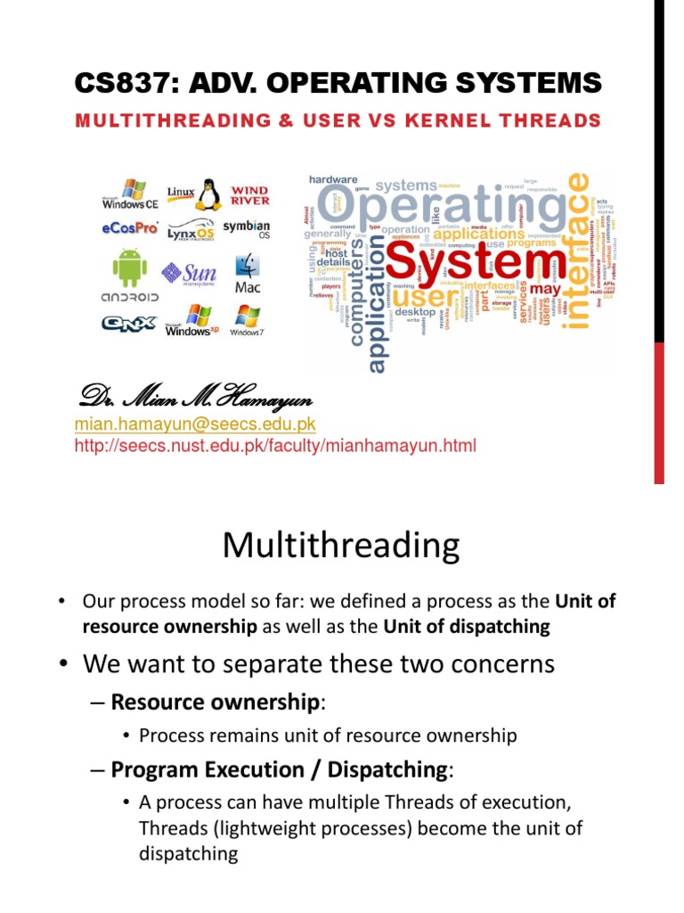Understanding Multithreading User Threads Vs Kernel Threads Pdf Thread Computing
